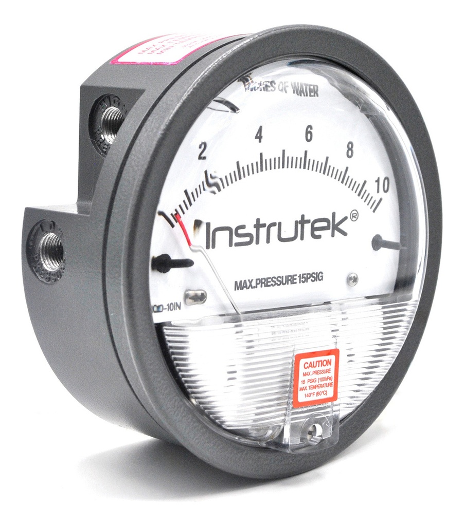 Manómetro de presión diferencial de 0 a 10 pulgadas de agua | Instrutek